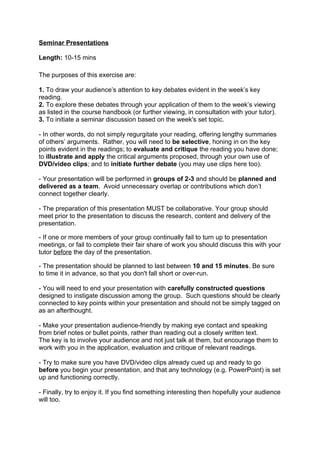 Seminar Presentation Guidelines | DOC