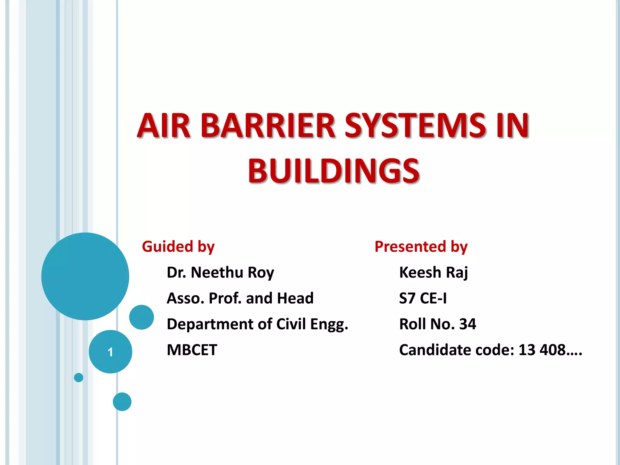 Air Barrier Systems in Buildings | PPTX