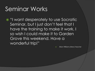 Using Socratic Seminar as an Assessment | PPTX