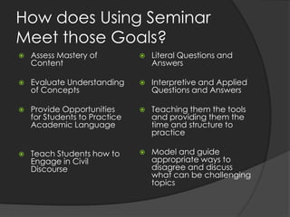 Using Socratic Seminar as an Assessment | PPTX