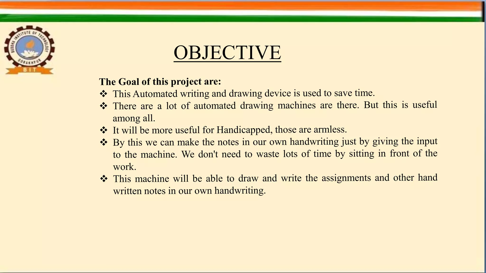 Automatic writing in drawing machine | PPTX