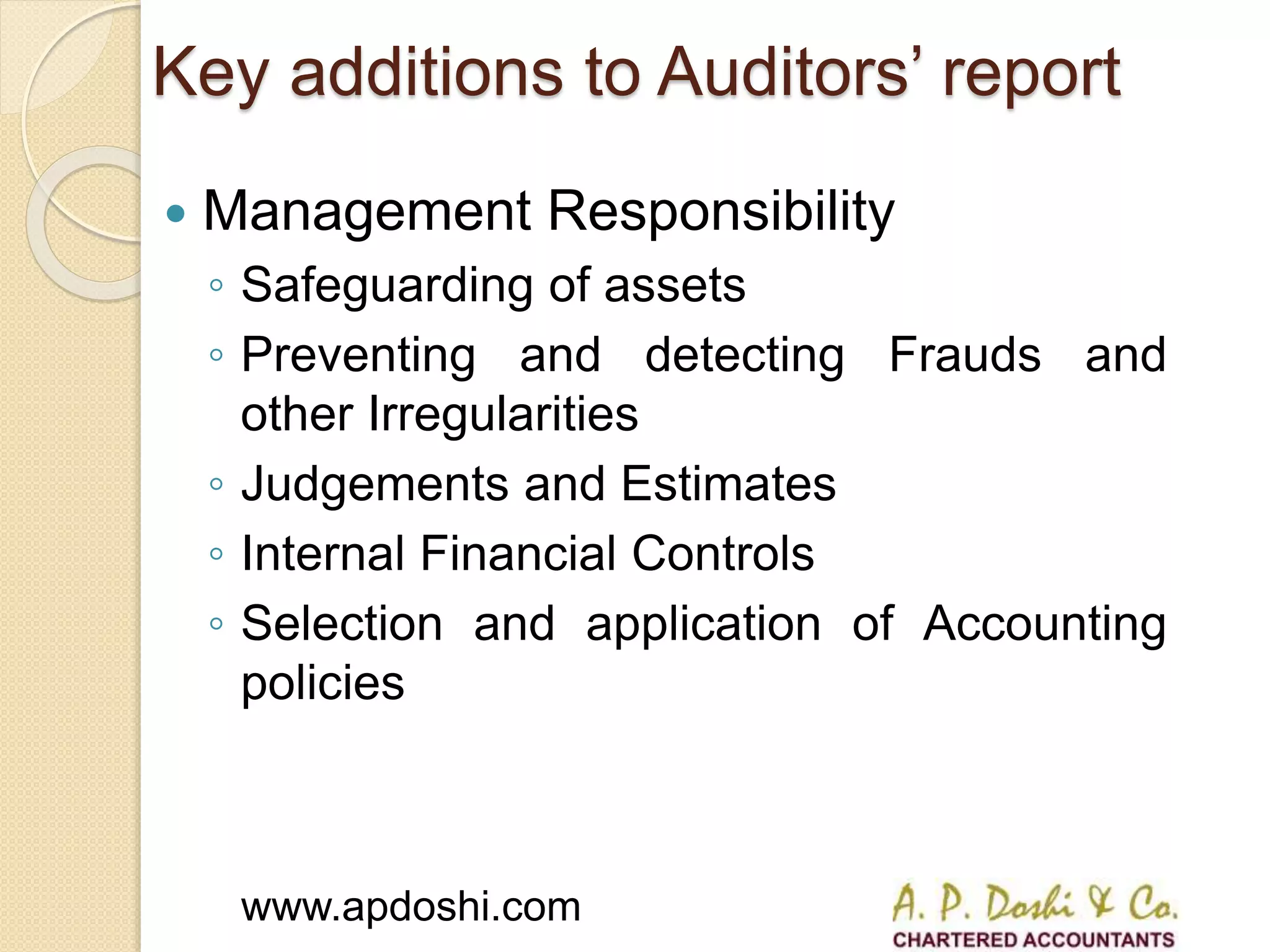Highlights on changes in Audit Report under Companies Act, 2013 | PPTX