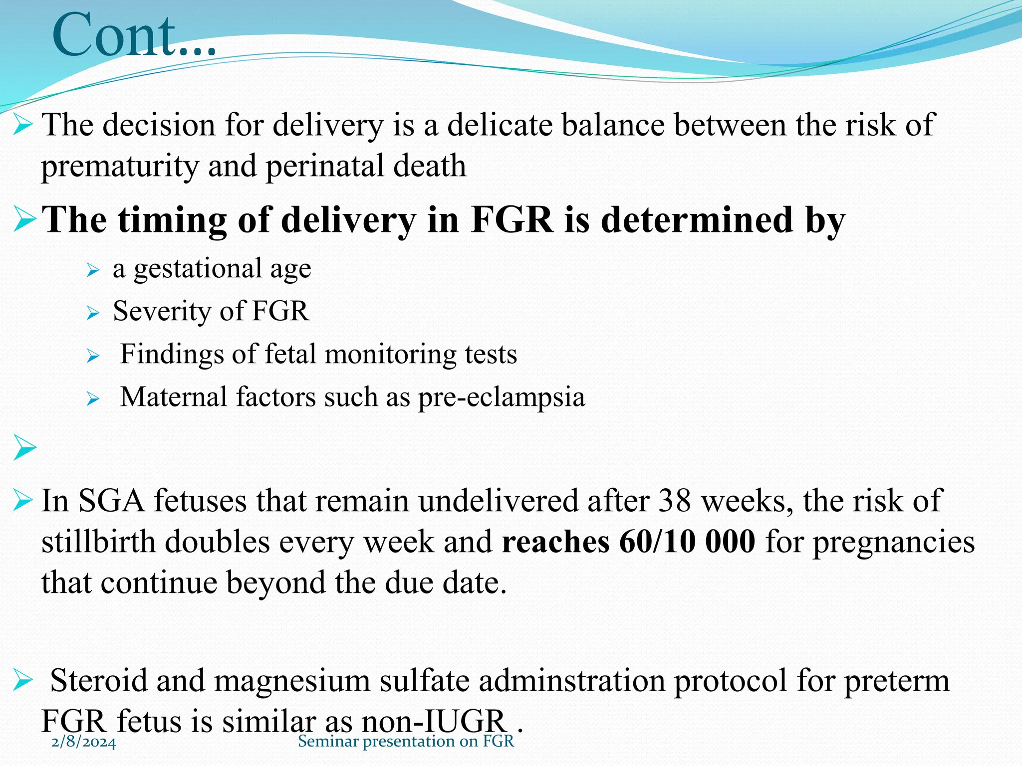 Seminar Presentation on fetal growth restriction | PPTX