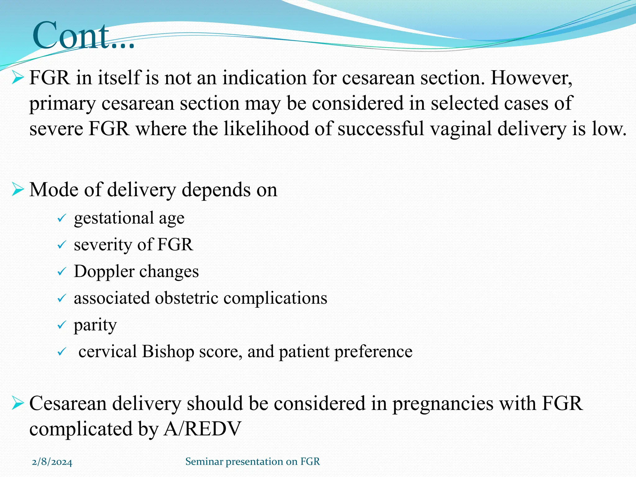 Seminar Presentation on fetal growth restriction | PPTX