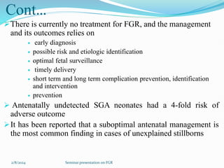 Seminar Presentation on fetal growth restriction | PPTX