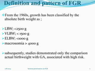 Seminar Presentation on fetal growth restriction | PPTX