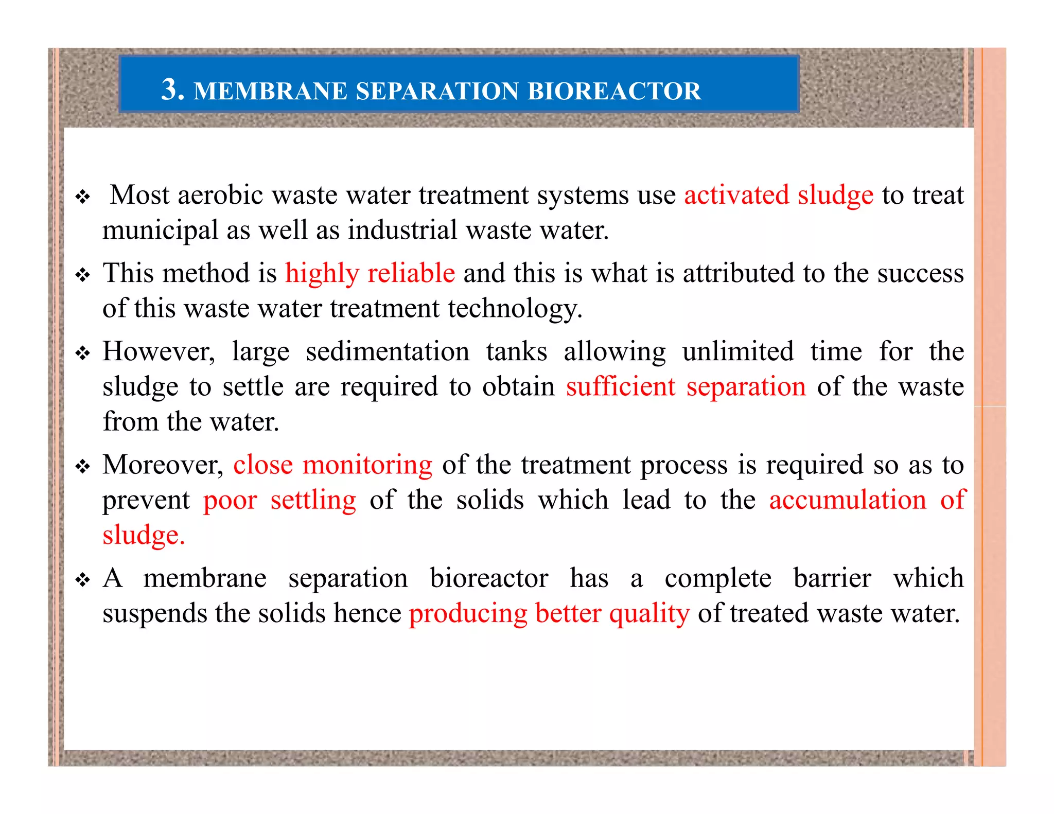 Membrane Bio-Rective for Wastewater | PDF