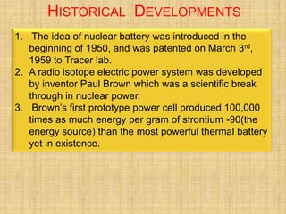 Seminar presentation on nuclear batteries | PPTX