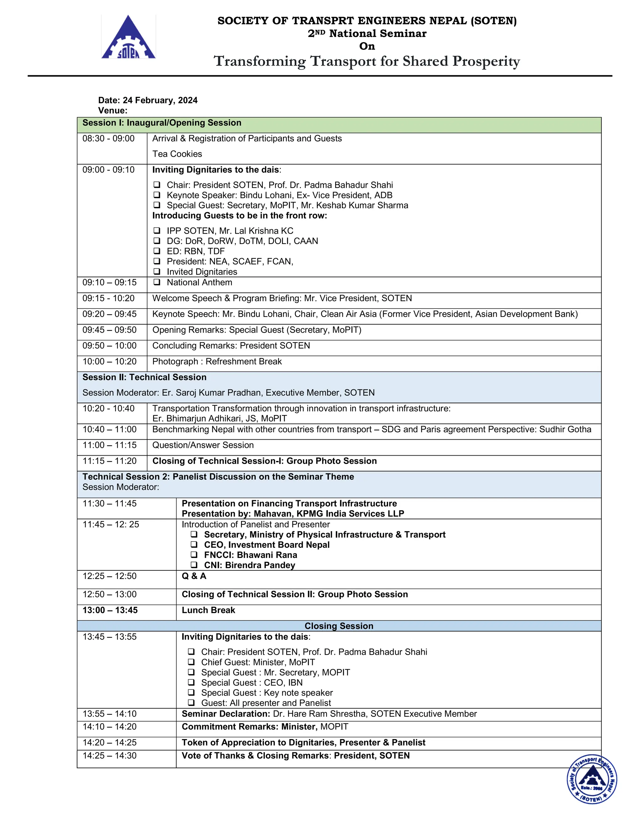 seminar program schedule of the national seminar | PDF