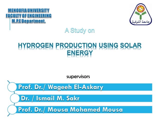 Hydrogen production using solar energy (PV cell) | PPT | Chemistry ...