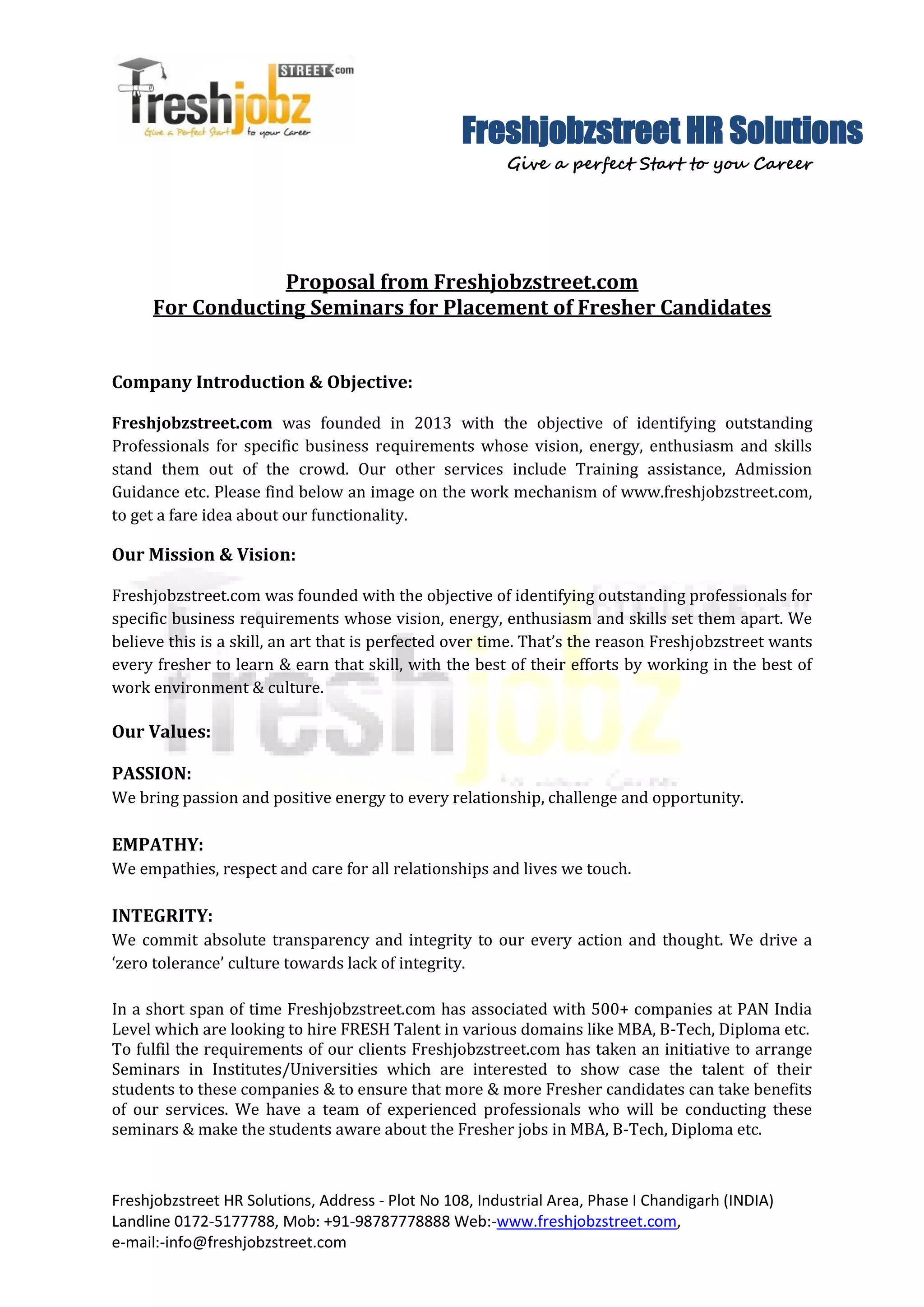 Seminar proposal for fresher | PDF | Human Resources | Business