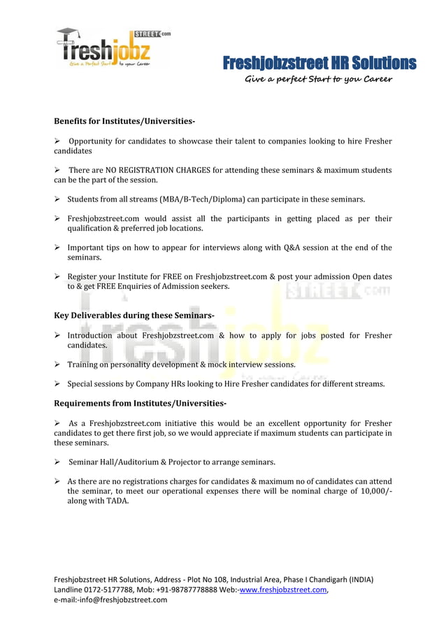 Seminar proposal for fresher | PDF | Human Resources | Business