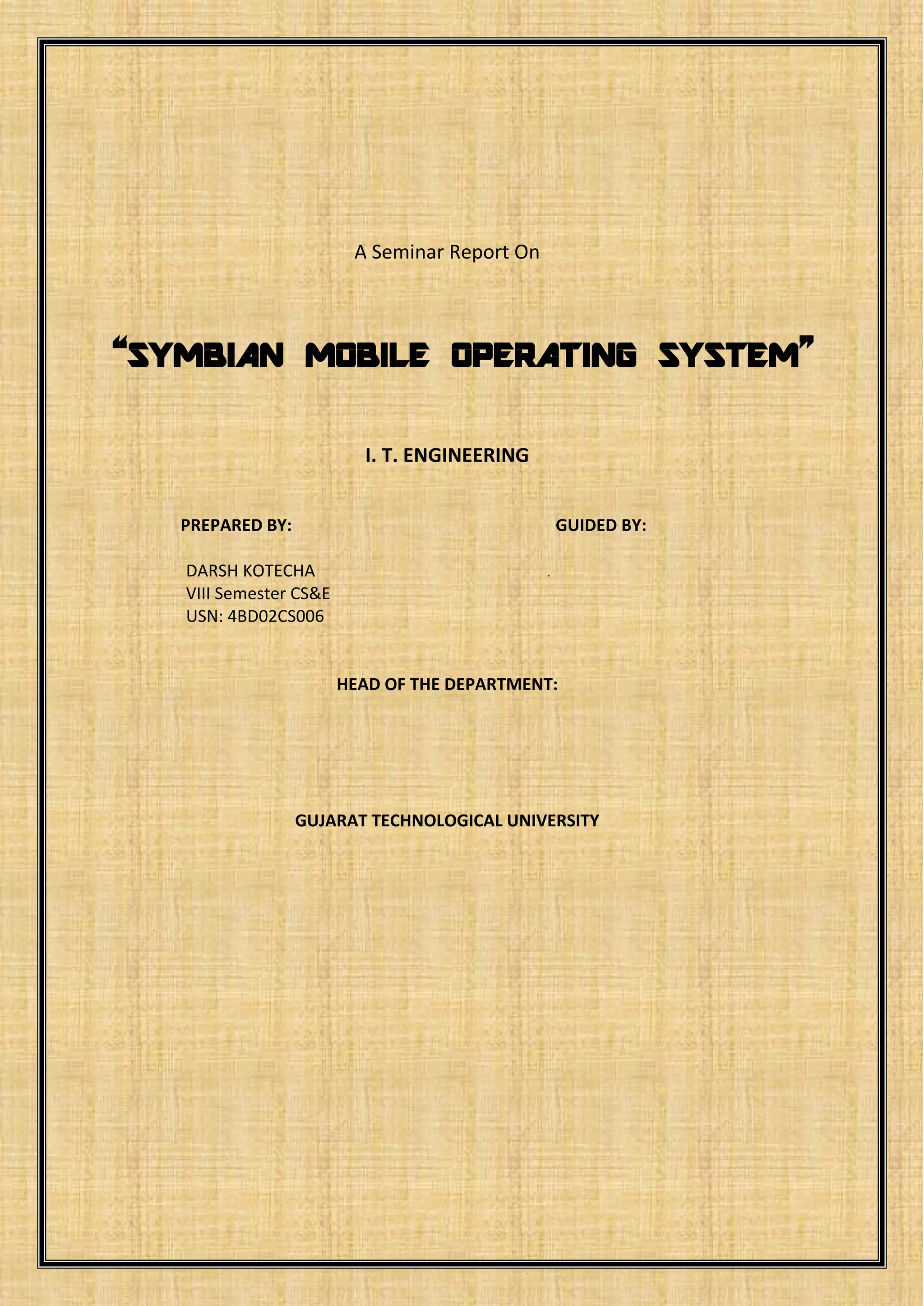 Seminar report on Symbian OS | PDF