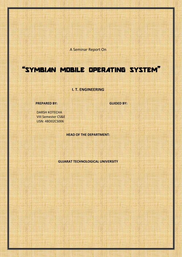Seminar report on Symbian OS | PDF