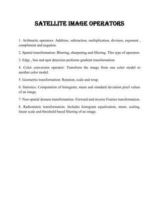 Satellite image Processing Seminar Report | DOCX