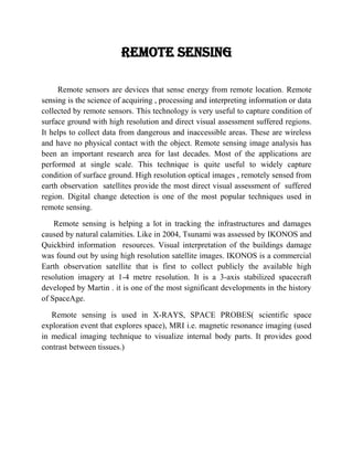 Satellite image Processing Seminar Report | DOCX