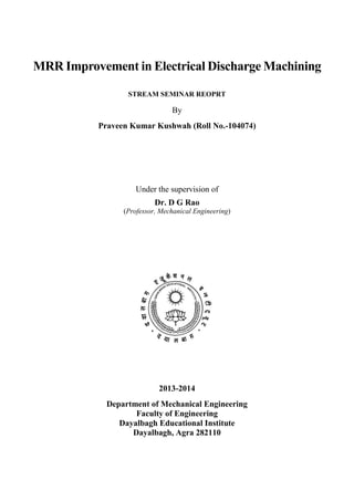 MRR Improvement in Electrical Discharge Machining | PDF
