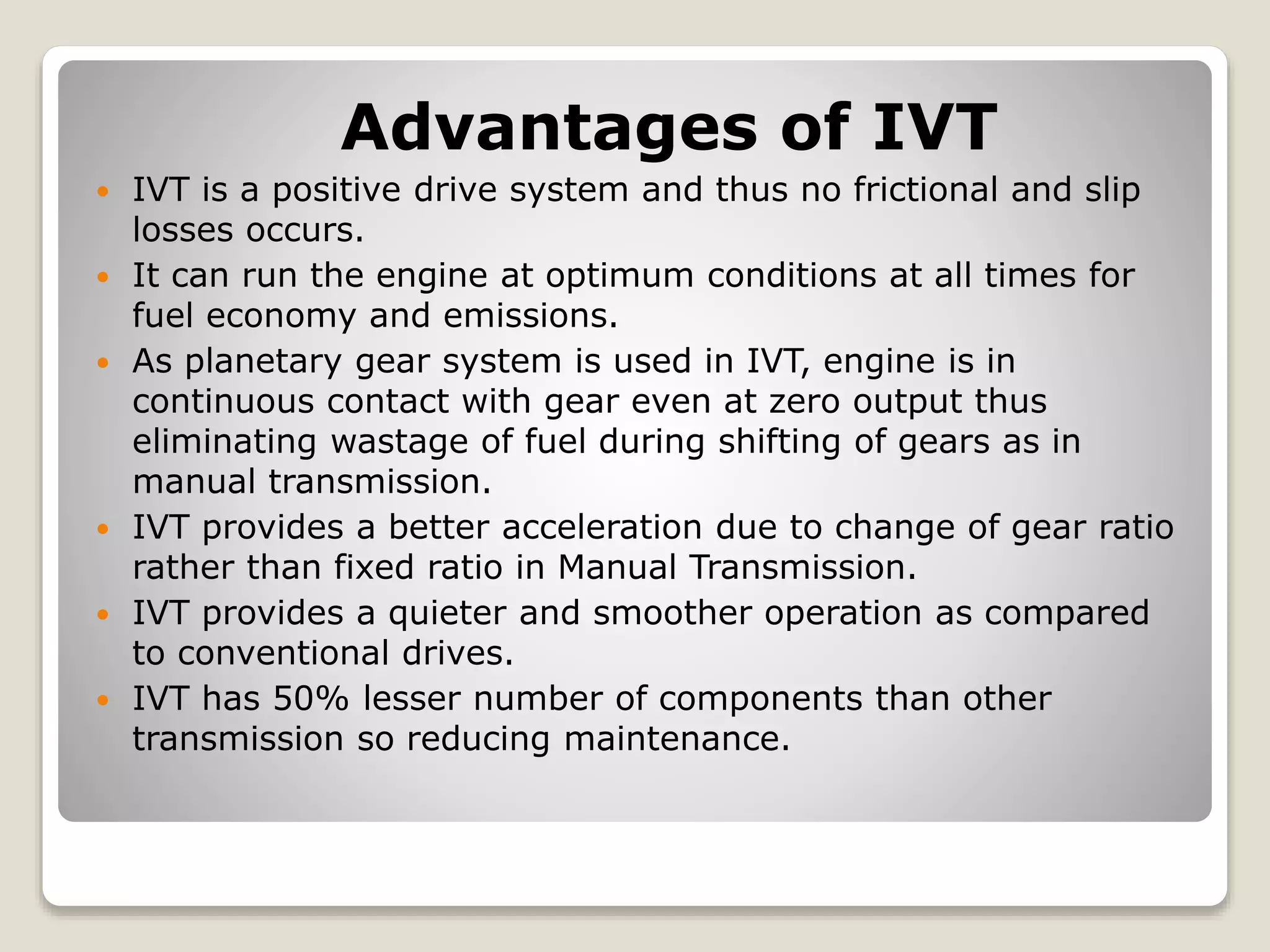 Study of Infinitely Variable Transmission | PPTX