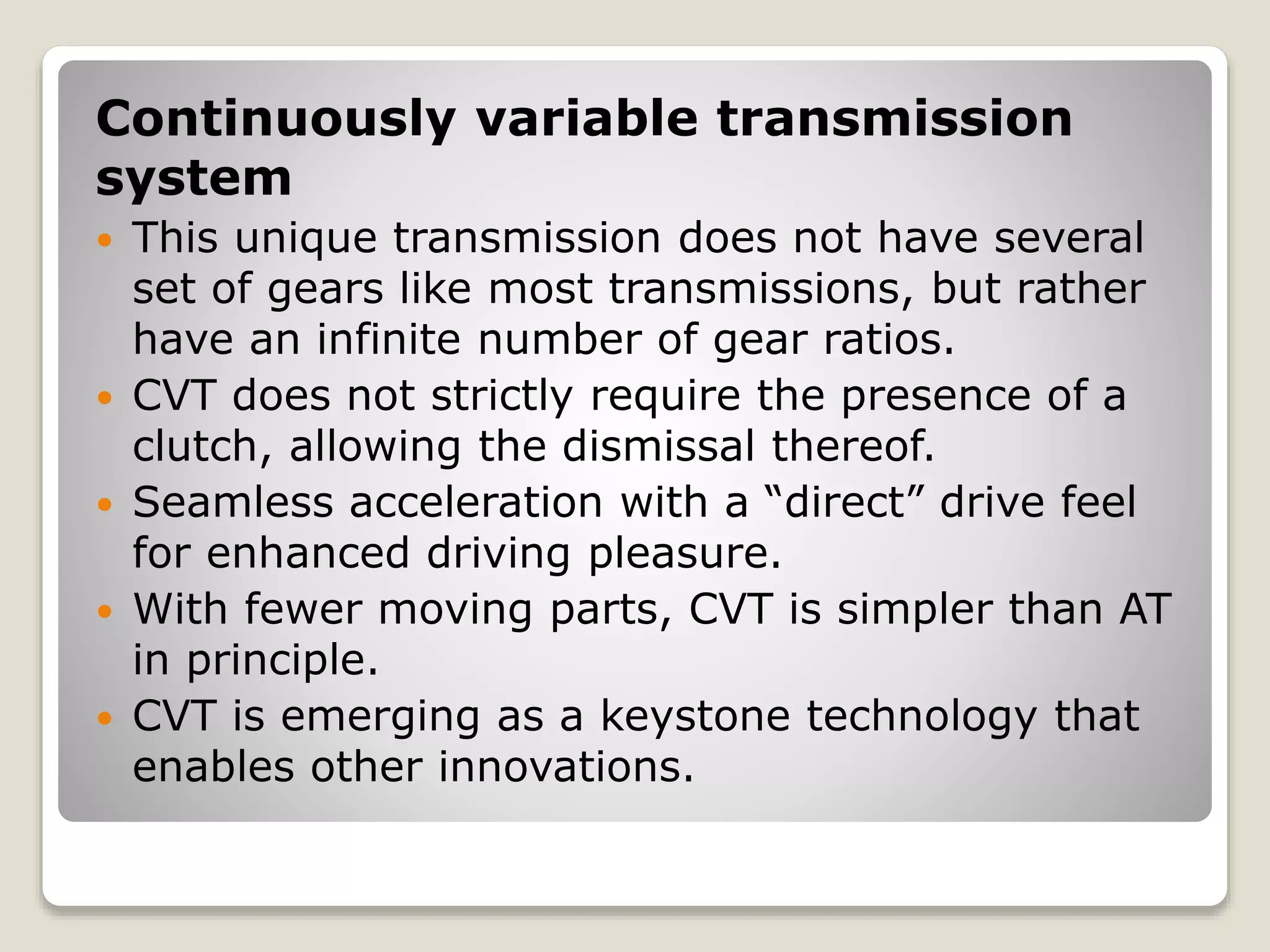 Study of Infinitely Variable Transmission | PPTX