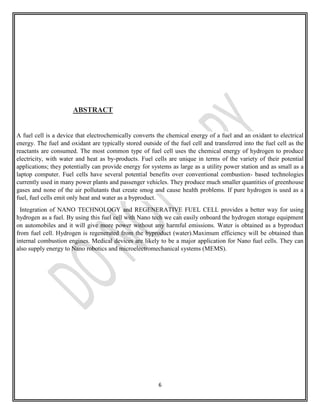 SEMINAR REPORT ON NANO FUEL CELL | PDF