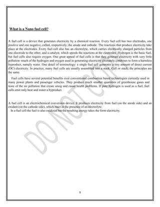 SEMINAR REPORT ON NANO FUEL CELL | PDF