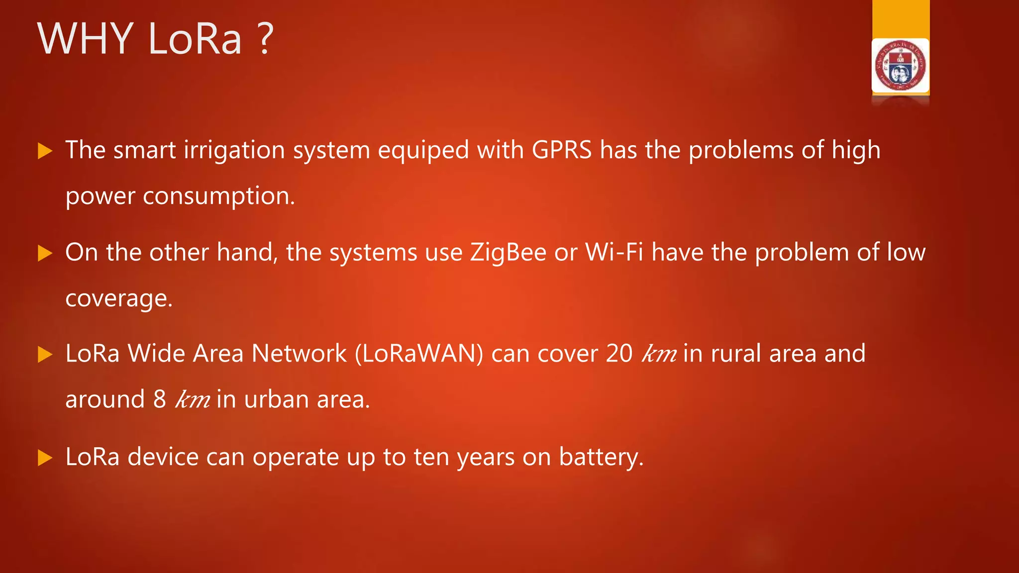 SMART IRRIGATION BASED ON LORA TECHNOLOGY | PPTX