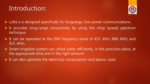SMART IRRIGATION BASED ON LORA TECHNOLOGY | PPTX | Cloud Computing | Internet