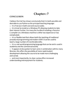 Seminar report on python 3 course | DOCX