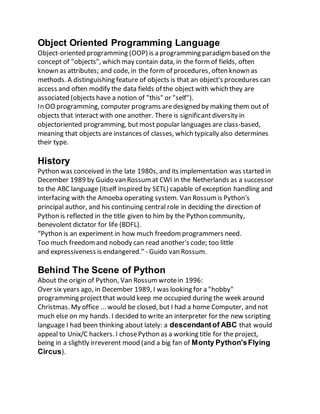 Seminar report on python 3 course | DOCX