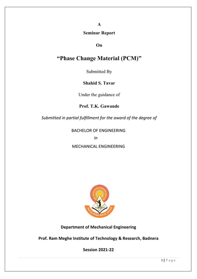 Seminar Report - Phase Change Material (PCM).pdf