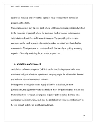 Seminar report- Electronic Toll Collection System | PDF