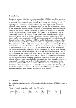 Observation of Ru-rich Heusler phase in UM-F13 Ni-based superalloy | PDF