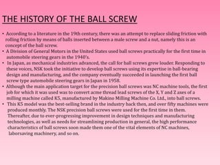 BALL SCREW TECHNOLOGY | PPTX