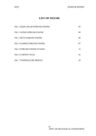 SOLAR STIRLING ENGINE seminar report | PDF