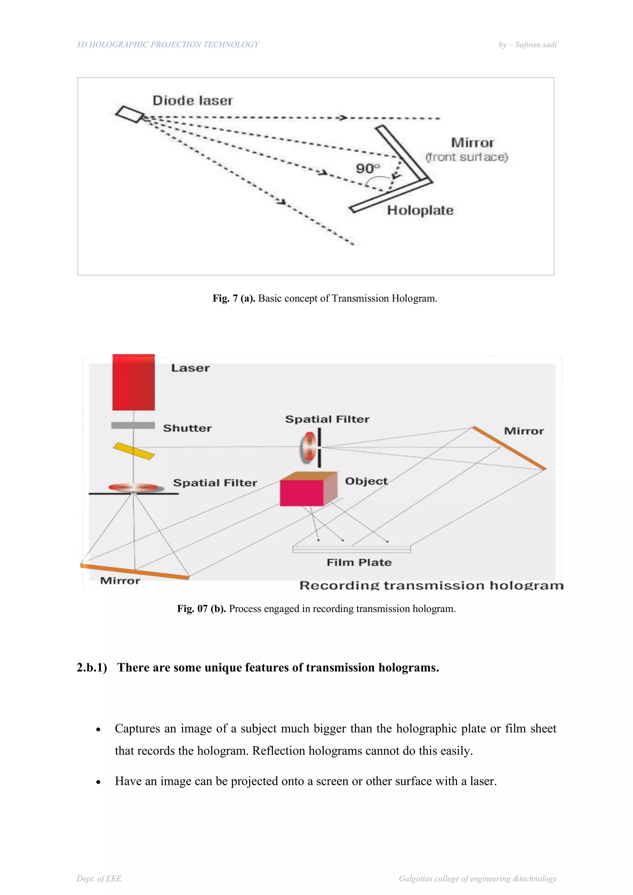 Seminar report of 3D Holographic Projection Technology (Hologram). | PDF