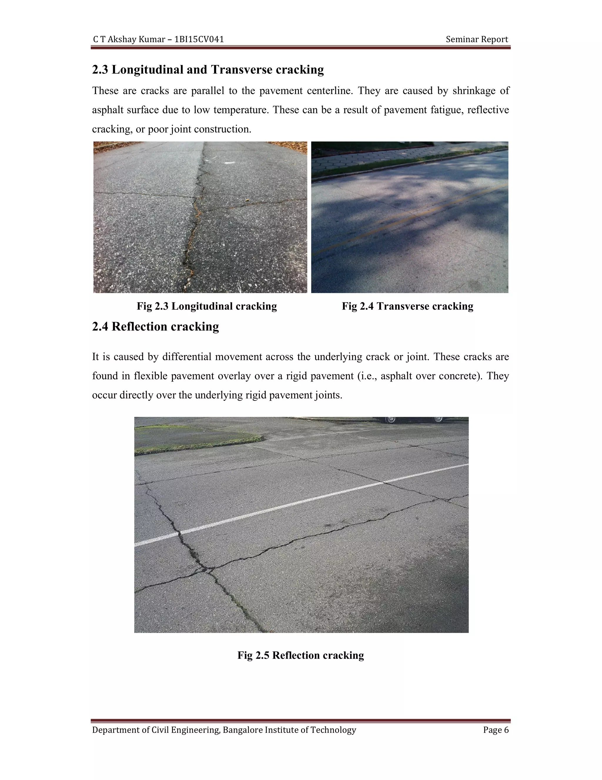 "Pavement failures and their Maintenance" Technical Seminar report | PDF