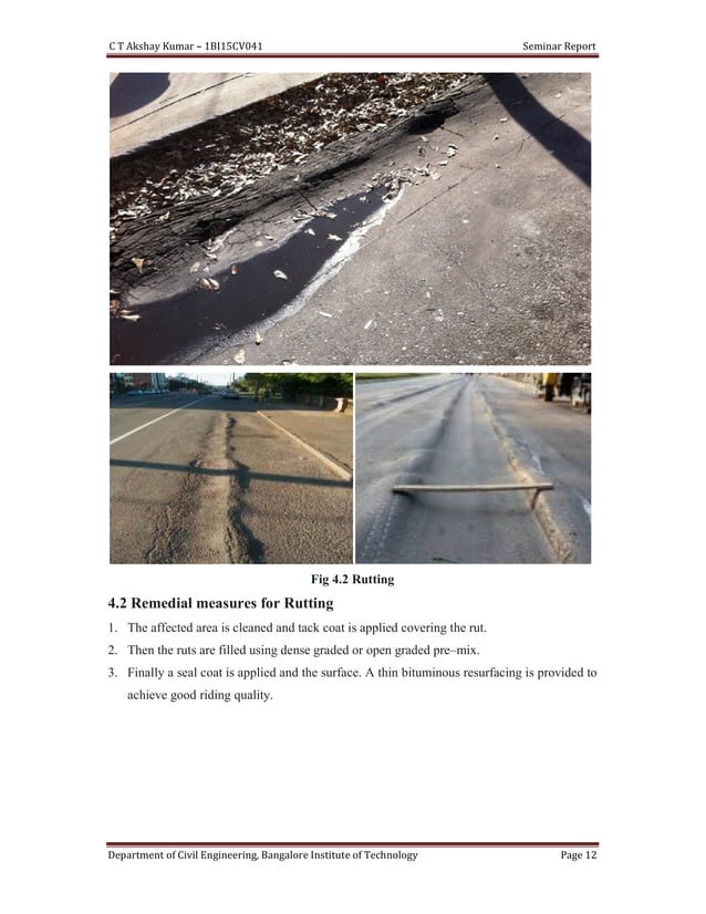 "Pavement failures and their Maintenance" Technical Seminar report ...