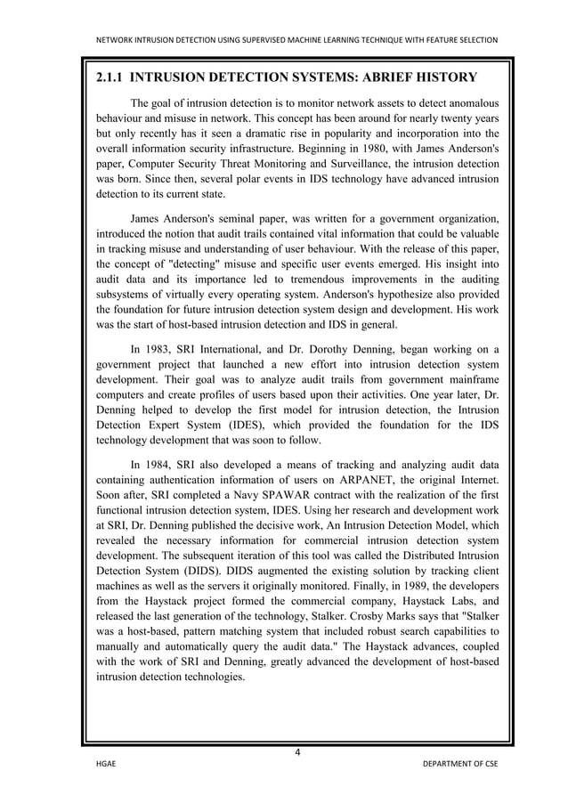 Seminar Report | Network Intrusion Detection using Supervised Machine Learning Technique with ...