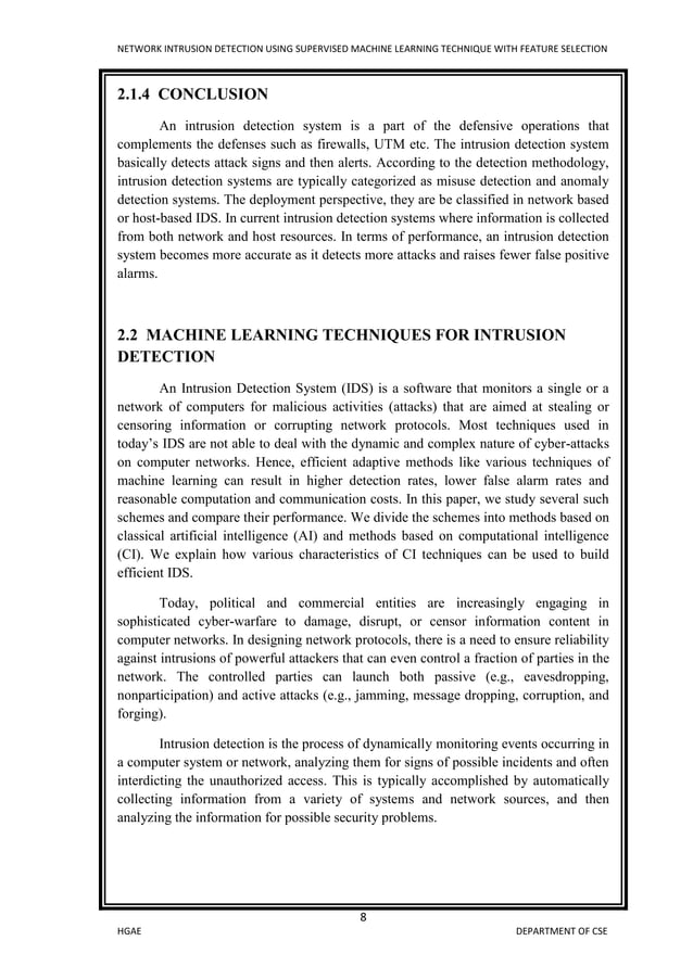Seminar Report | Network Intrusion Detection using Supervised Machine Learning Technique with ...