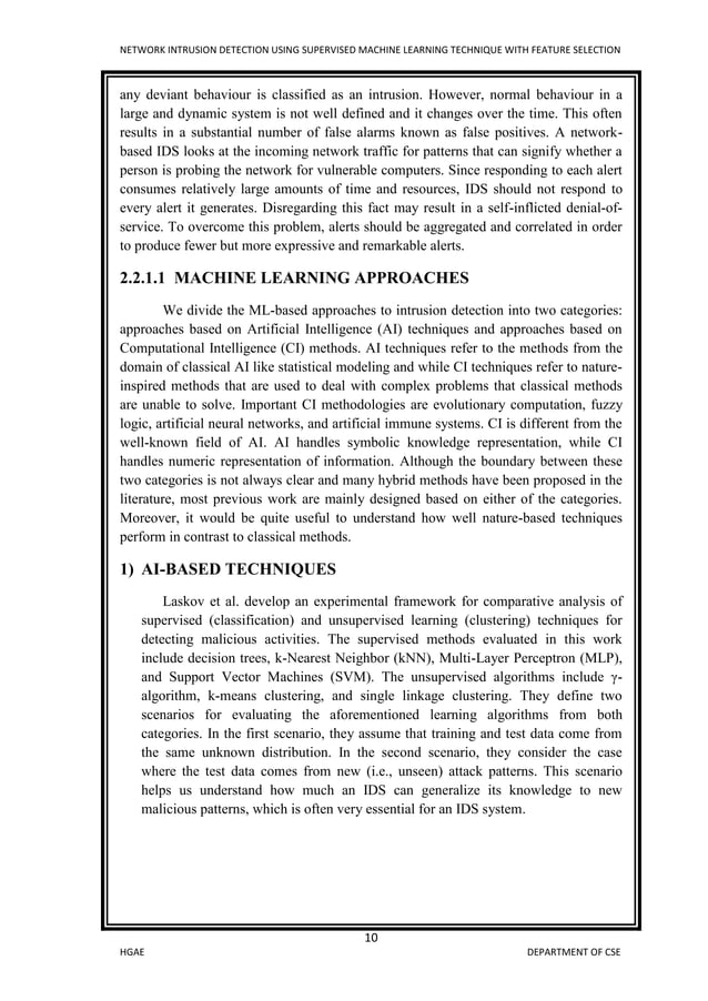 Seminar Report | Network Intrusion Detection using Supervised Machine Learning Technique with ...