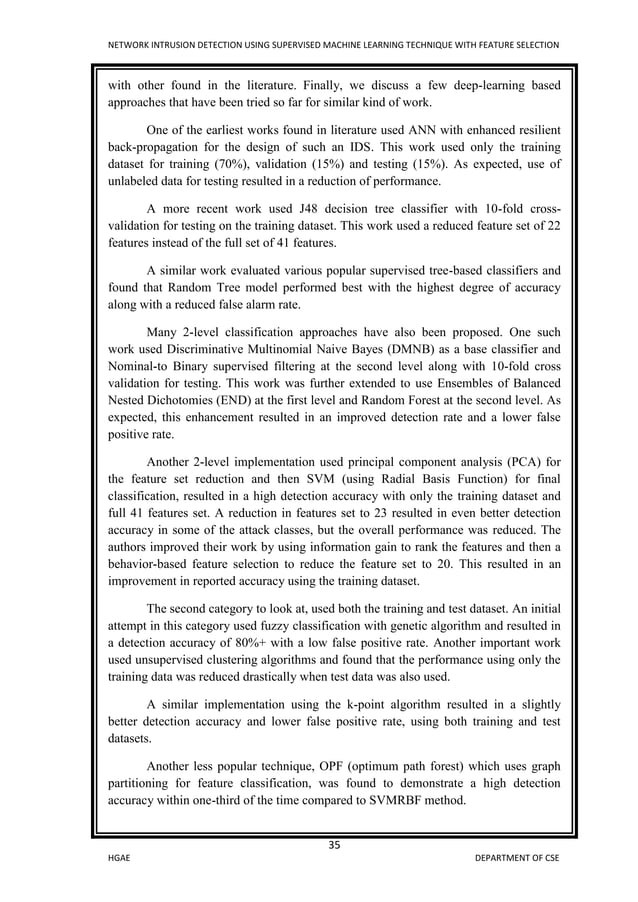 Seminar Report | Network Intrusion Detection using Supervised Machine Learning Technique with ...