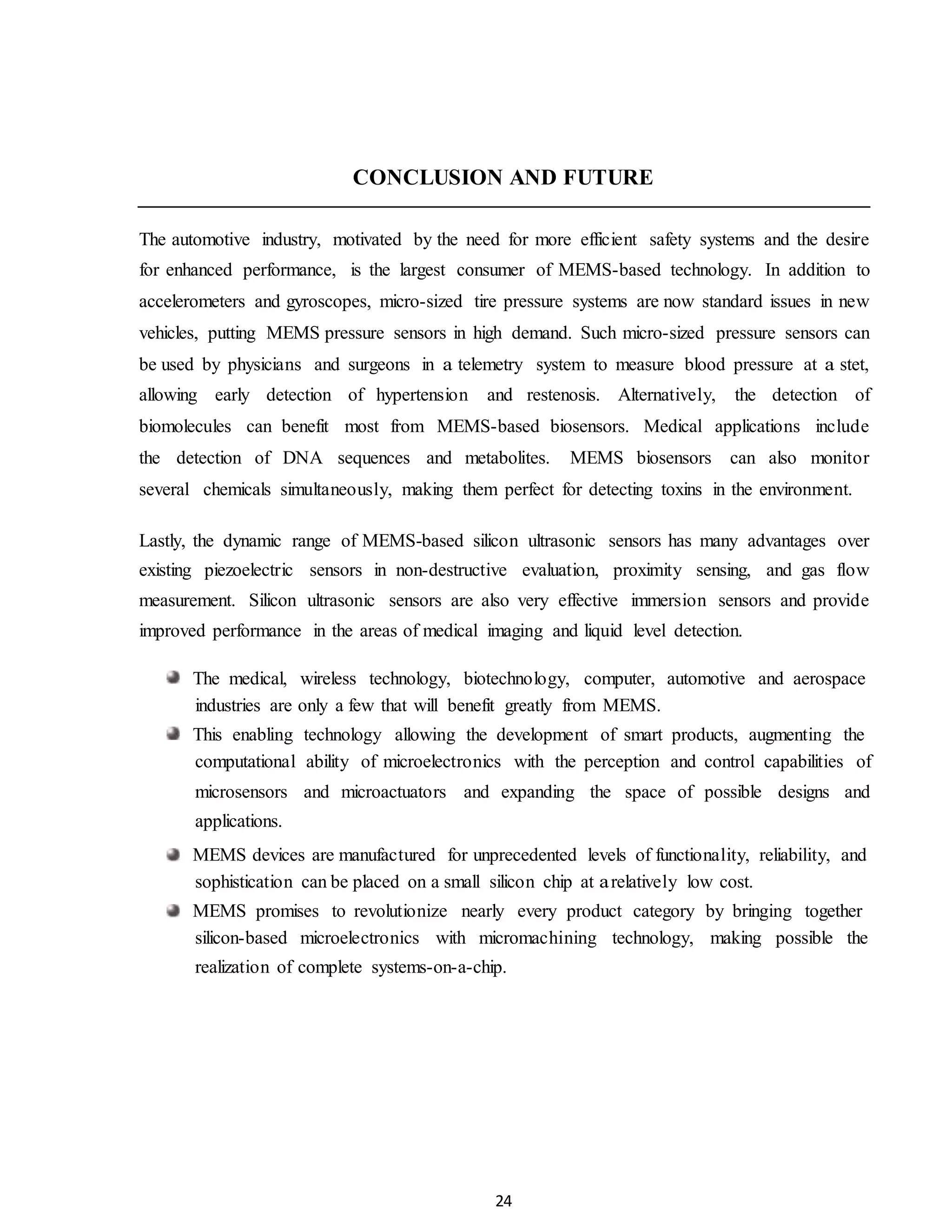 Seminar report of mems | DOCX