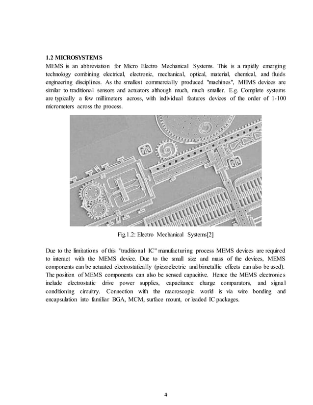 Seminar report of mems | DOCX