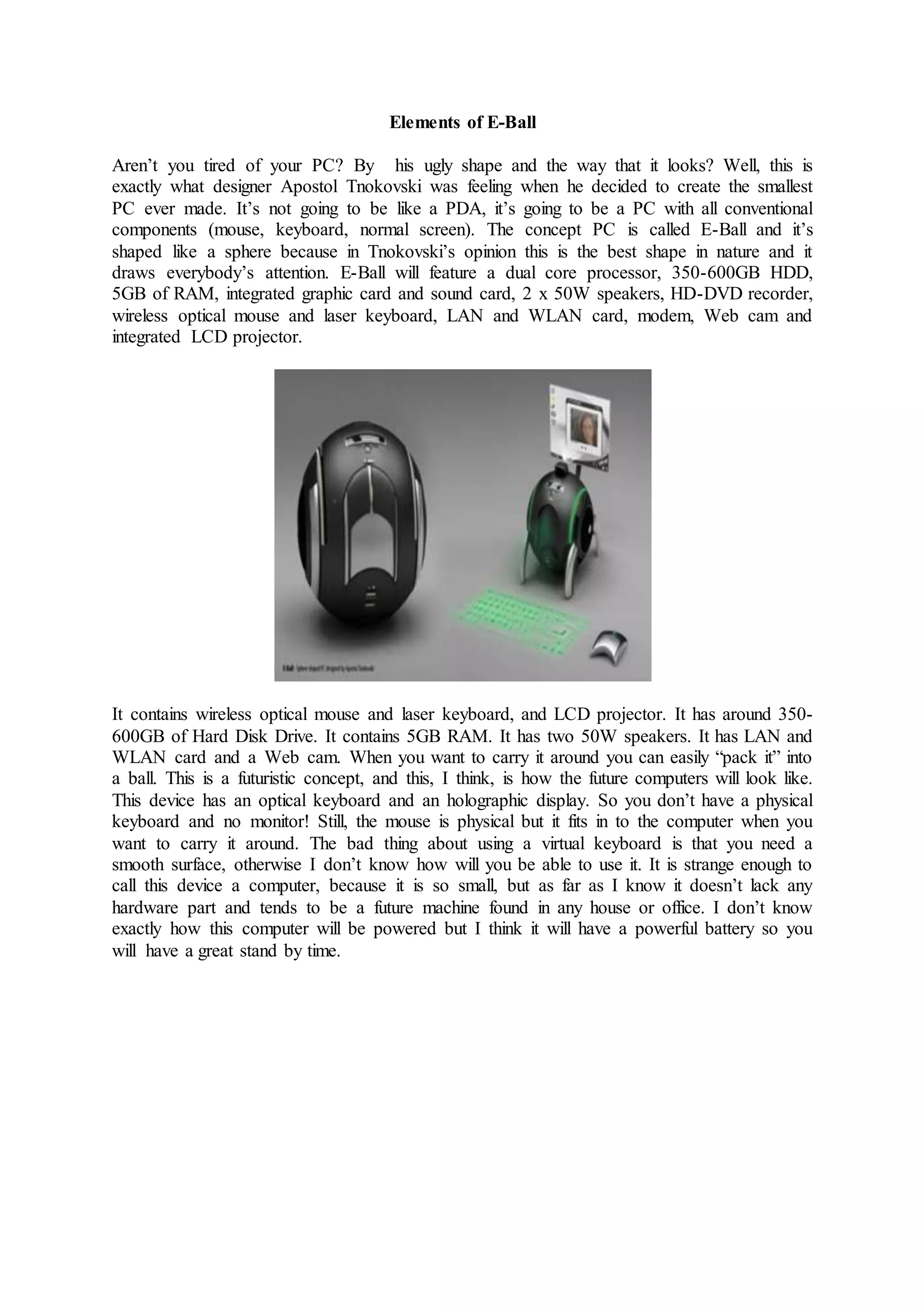 Seminar report of e ball technology | DOCX