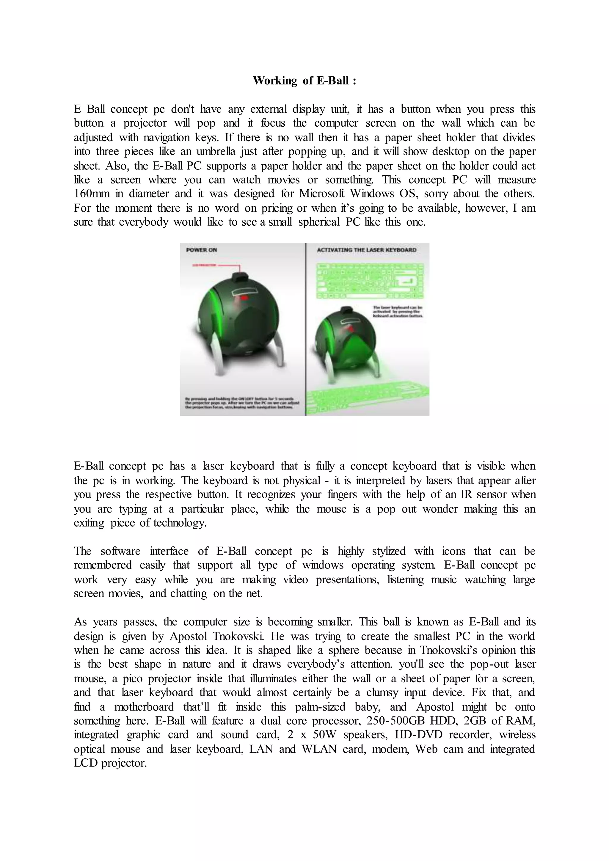 Seminar report of e ball technology | DOCX