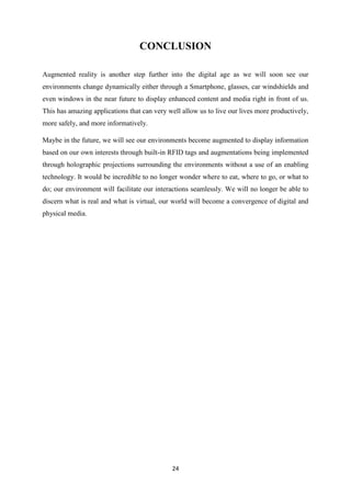 Seminar report on augmented and virtual reality | PDF