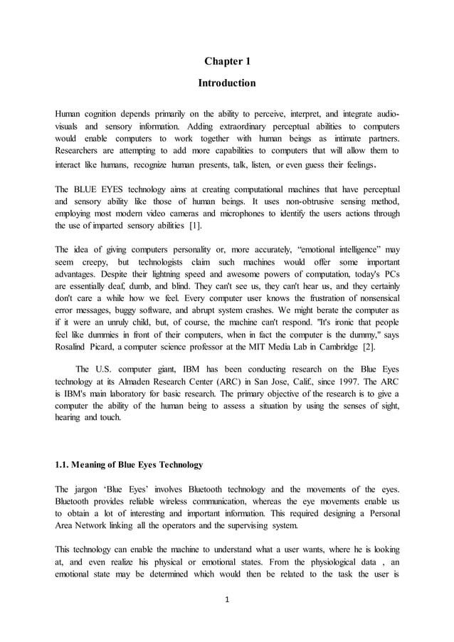 Seminar report on blue eyes | DOCX | Computer Peripherals | Computing