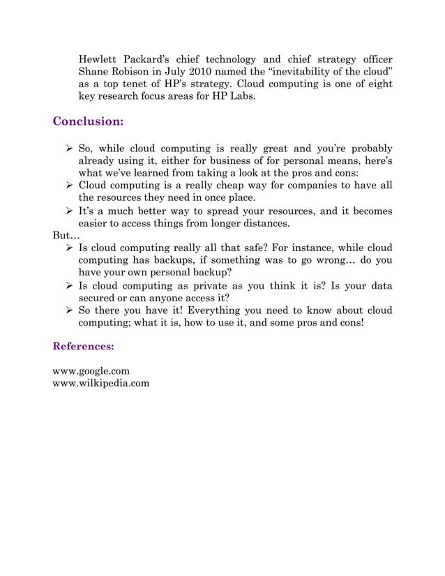 Seminar report on cloud computing | PDF