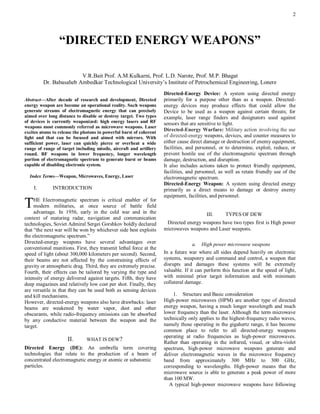 Seminar report on directed energy weapons | PDF
