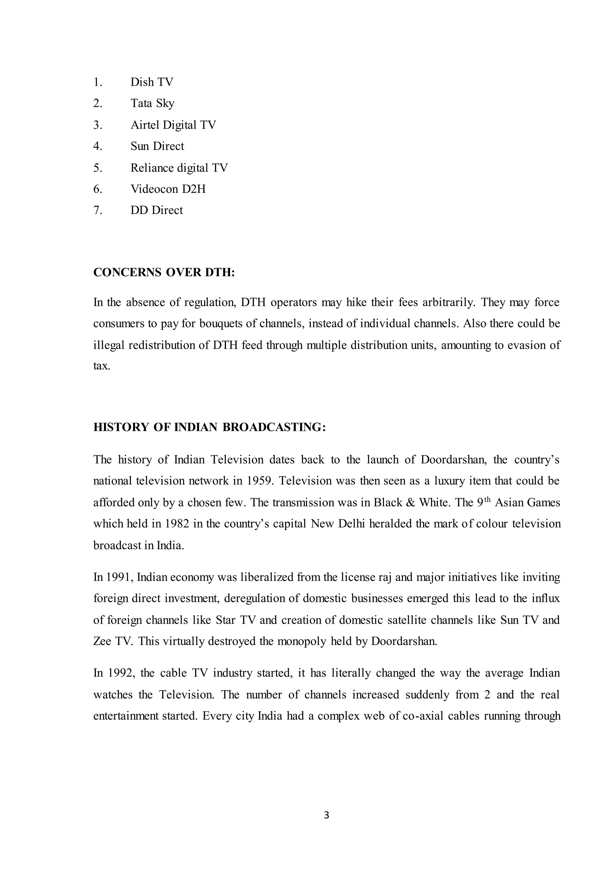 Seminar report on dth | PDF